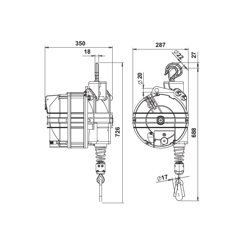 Equilibreur de charge Tecna 9425 - Capacité de 140 à 160 kg